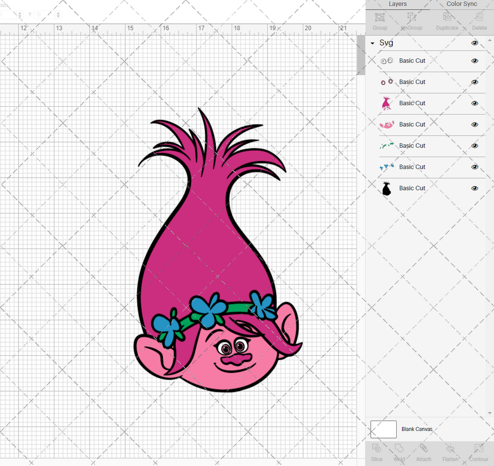Poppy - Trolls 003, Svg, Dxf, Eps, Png - SvgShopArt