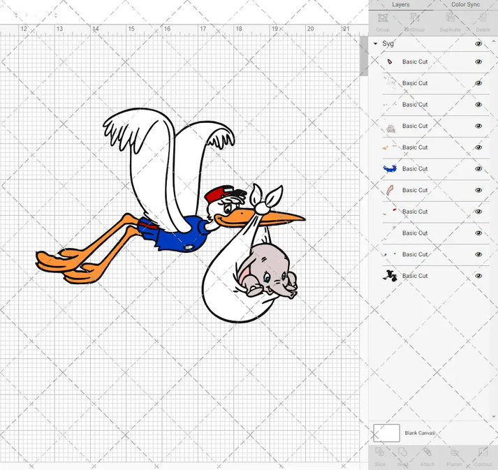 Dumbo and Stork - Dumbo, Svg, Dxf, Eps, Png - SvgShopArt