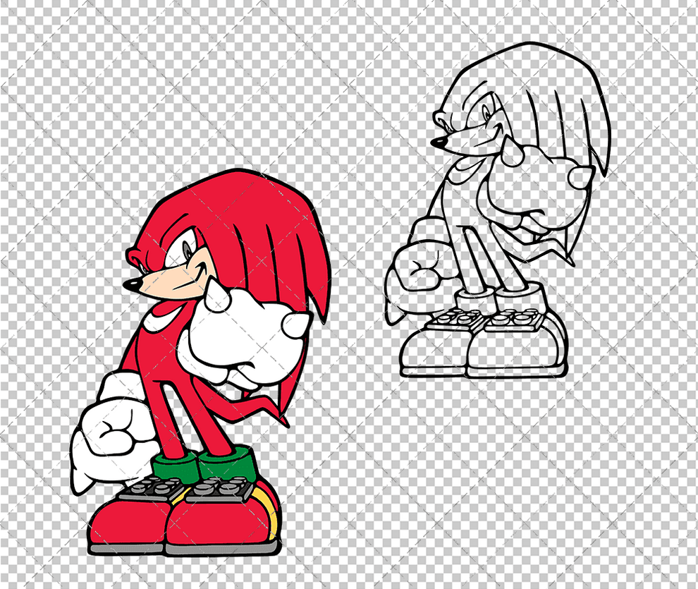 Knuckles - Sonic the Hedgehog 004, Svg, Dxf, Eps, Png - SvgShopArt