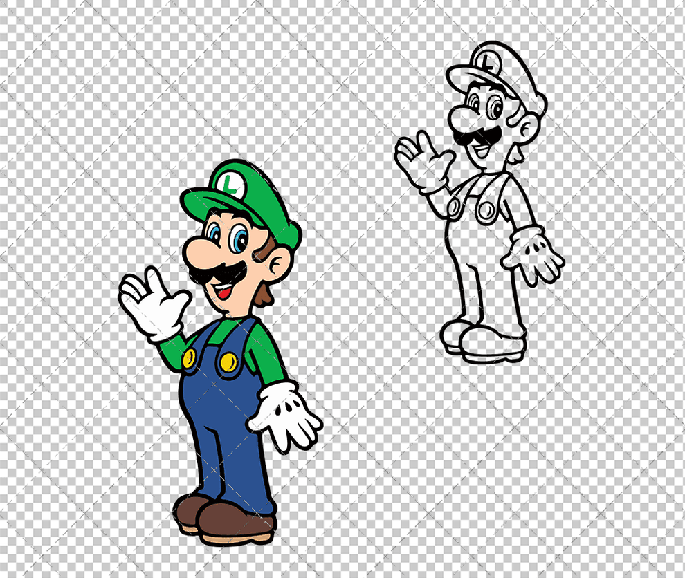 Luigi - Super Mario Bros, Svg, Dxf, Eps, Png - SvgShopArt