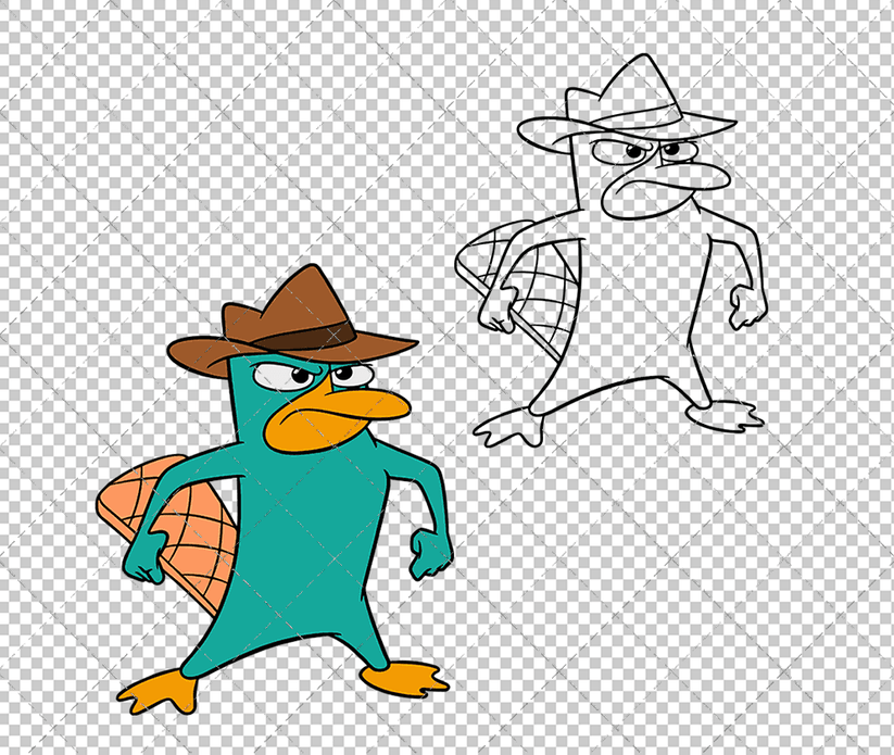 Perry the Platypus - Phineas and Ferb 002, Svg, Dxf, Eps, Png - SvgShopArt