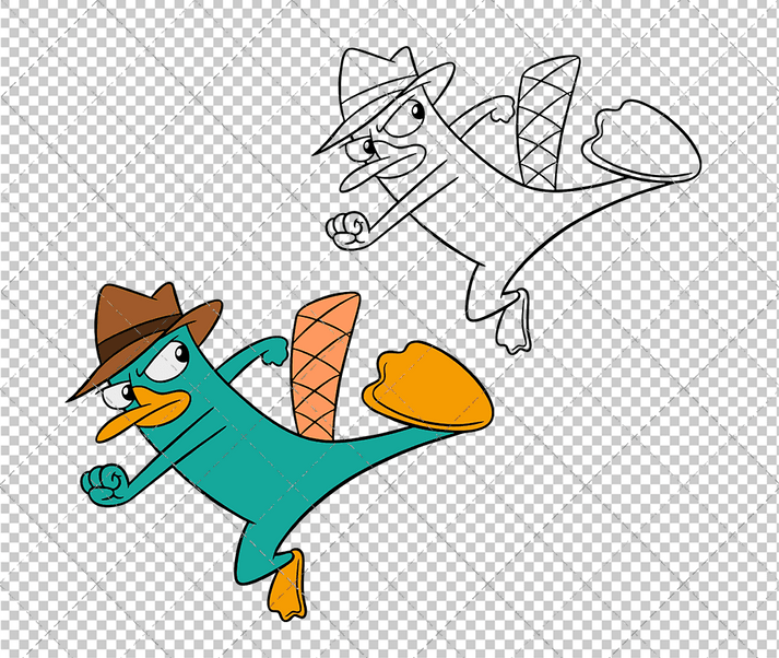 Perry the Platypus - Phineas and Ferb, Svg, Dxf, Eps, Png - SvgShopArt