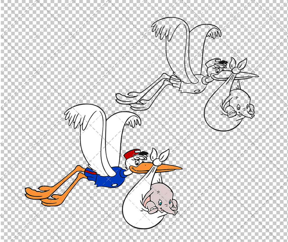 Dumbo and Stork - Dumbo, Svg, Dxf, Eps, Png - SvgShopArt